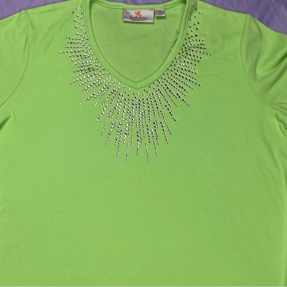 Quacker Factory | Tops | Quacker Factory Lime Green Tee Shirt | Poshmark